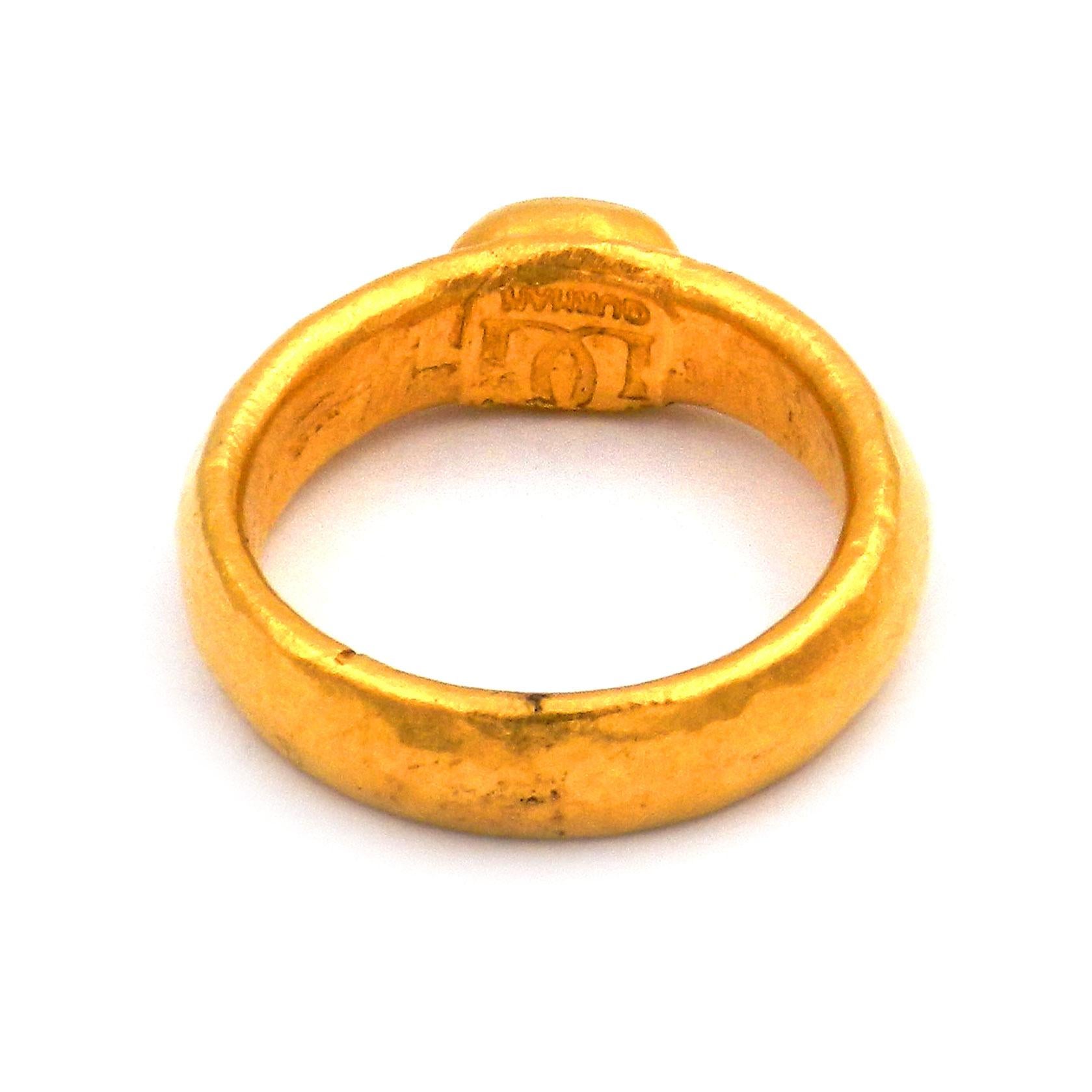 Gurhan Rune Collection 24K Gold Hand-forged Emerald Band Ring USA 1990s ...