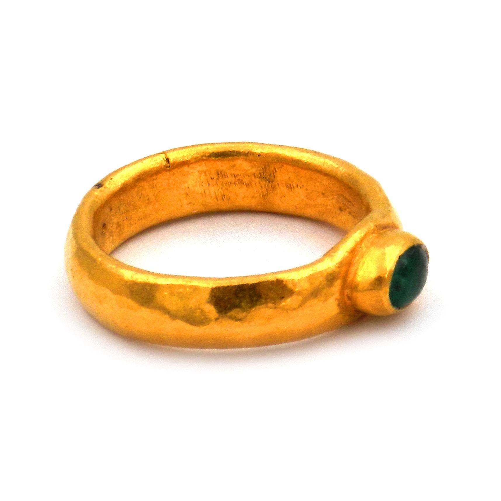 Gurhan Rune Collection 24K Gold Hand-forged Emerald Band Ring USA 1990s ...