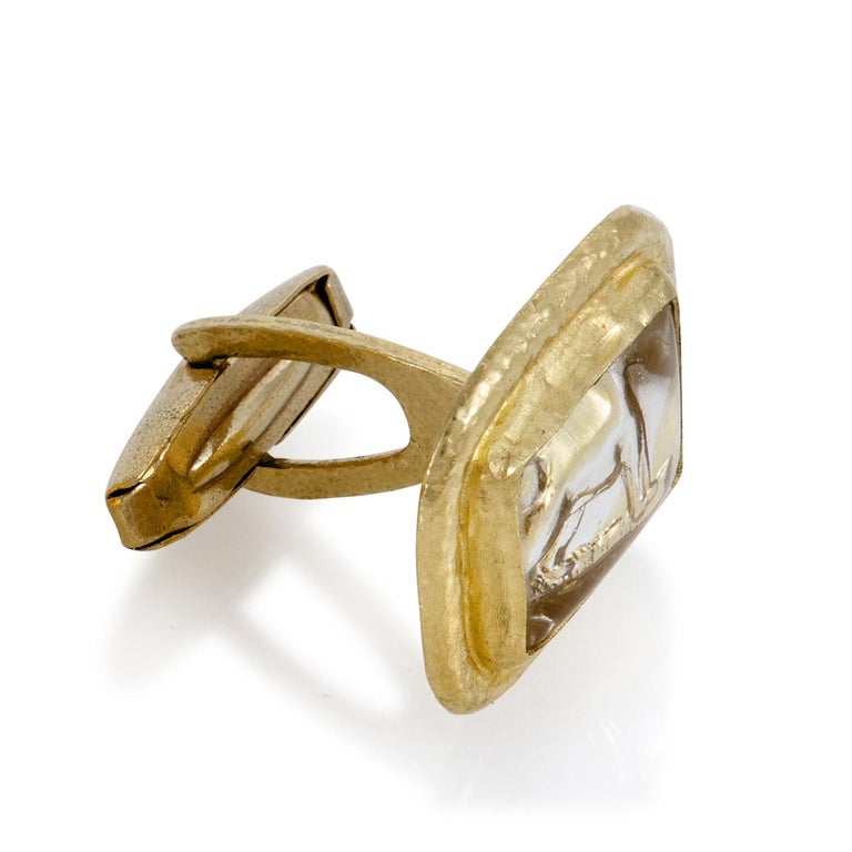 Gurhan Men's 24 Karat Yellow Gold and Crystal Dog Cufflinks at 1stDibs ...