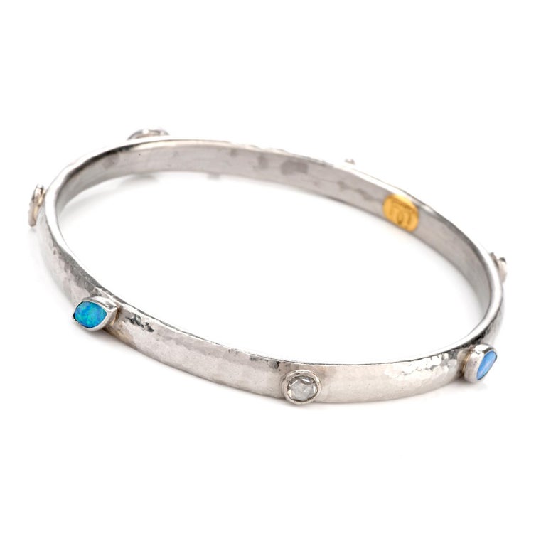 Gurhan Platinum Opal Diamond Stackable Bangle Bracelet For Sale (Free ...