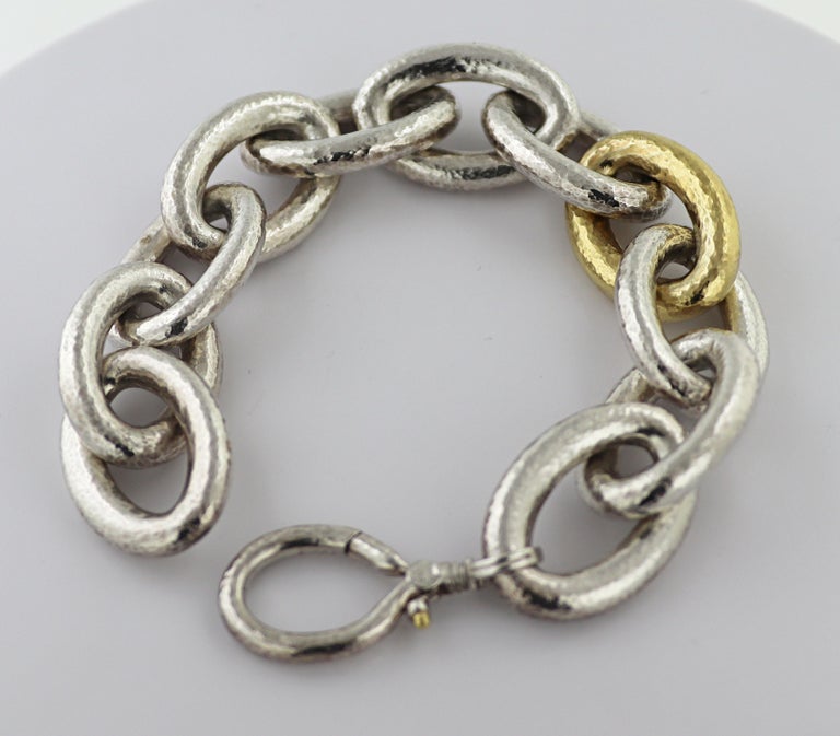Gurhan Sterling Silver, 24k Gold Bonded Hoopla Link Bracelet For Sale ...