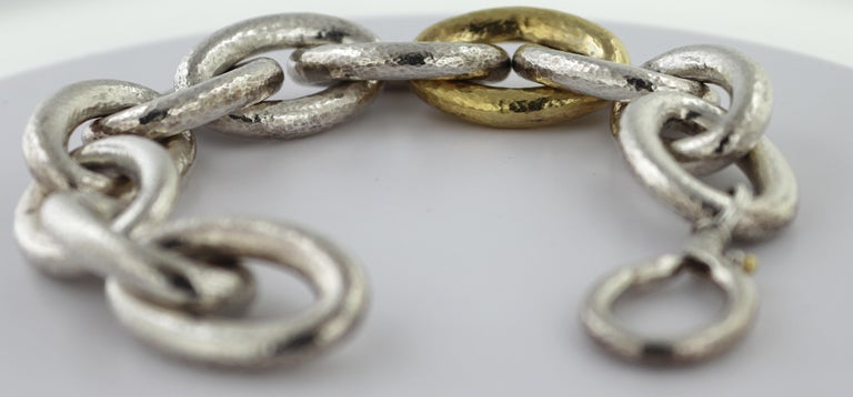 Gurhan Sterling Silver, 24k Gold Bonded Hoopla Link Bracelet For Sale ...