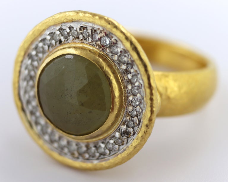 Gurhan Yellow Sapphire, Diamond, 24k Gold Amulet Ring For Sale at 1stDibs