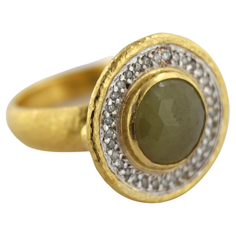 Gurhan Yellow Sapphire, Diamond, 24k Gold Amulet Ring For Sale at 1stDibs