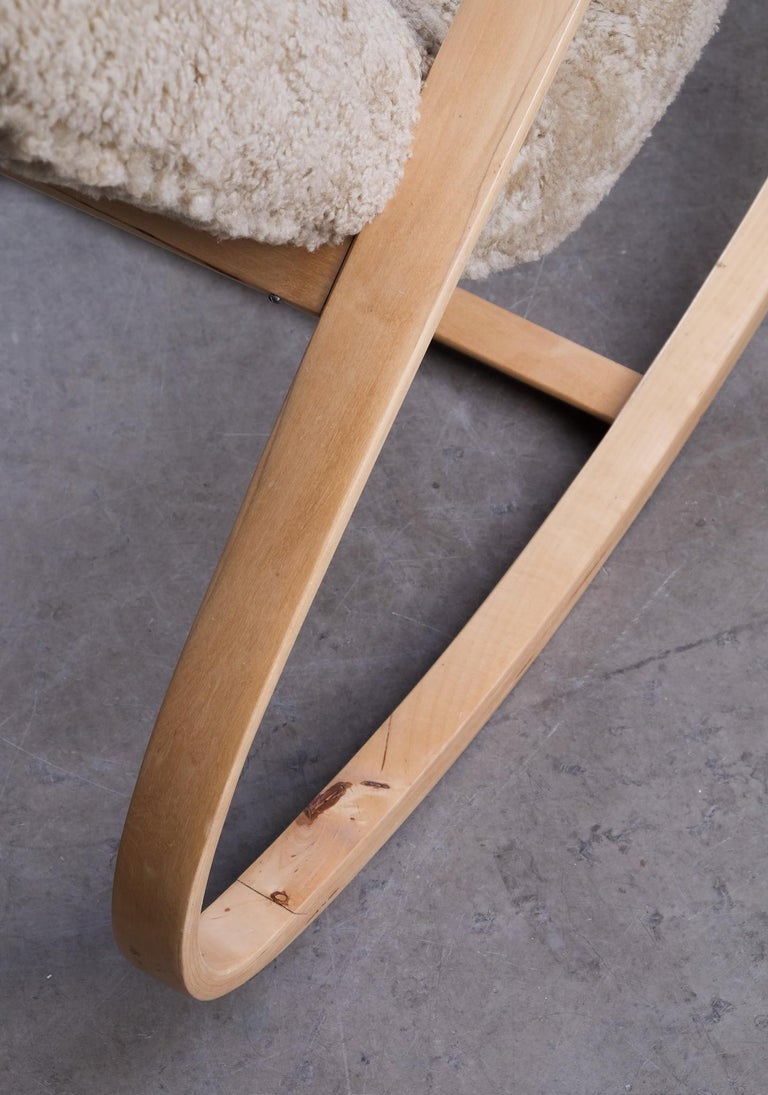 Karl Yngve Håkansson Rocking Chair in Sheepskin, 1950s For Sale at ...