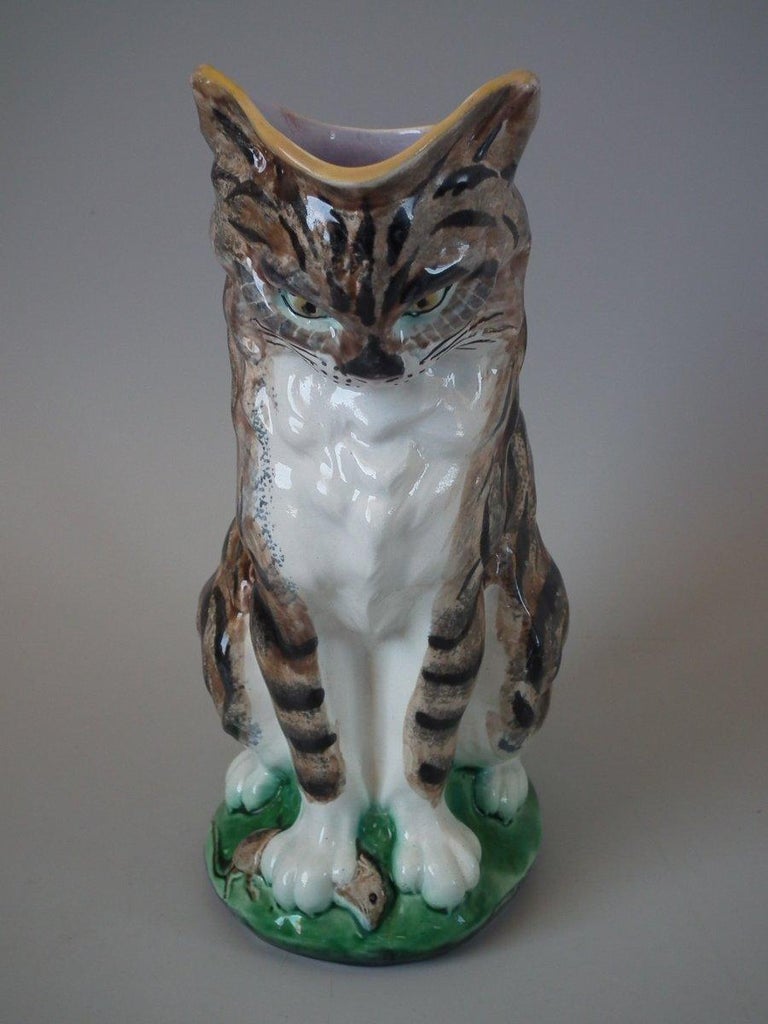 Gustafsberg Majolica Tabby Cat Jug at 1stDibs