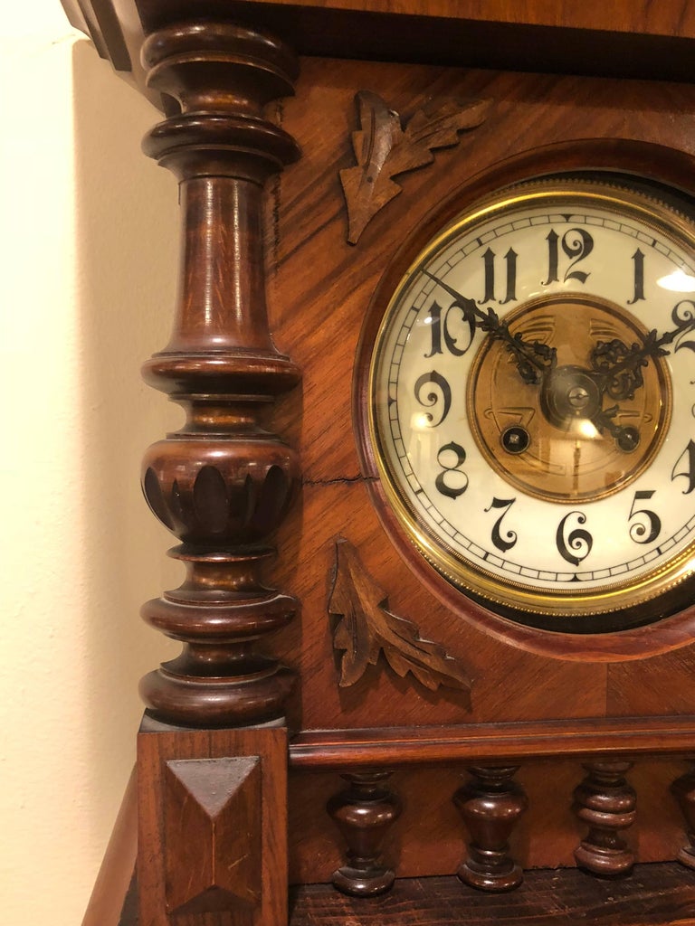 Gustav Becker Style Victorian Wall Clock with Key and Pendulum Signed ...