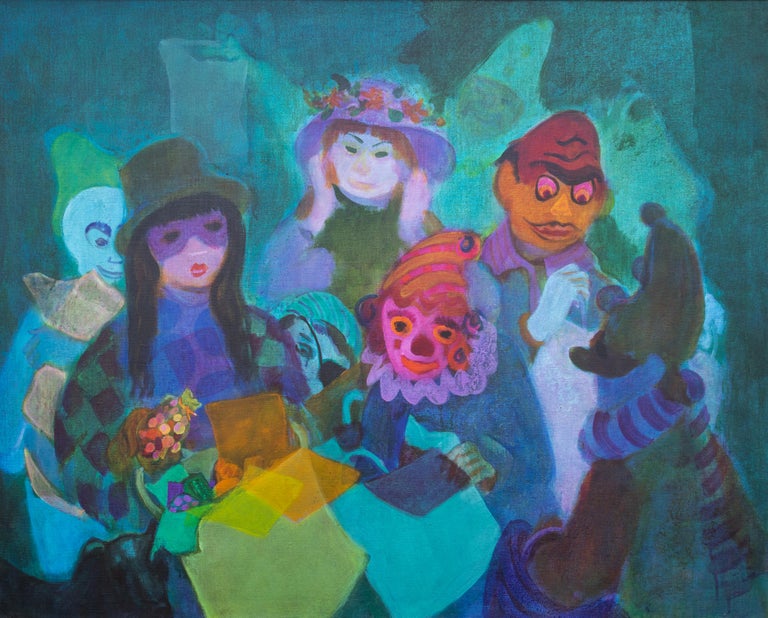 Gustav Likan - "Masquerade" Modern Figurative Scene For Sale at 1stDibs