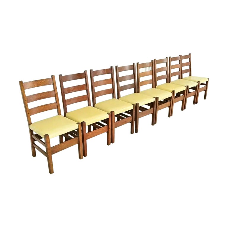 Gustav Stickley Antique Mission Oak Arts and Crafts Dining Chairs, Set ...
