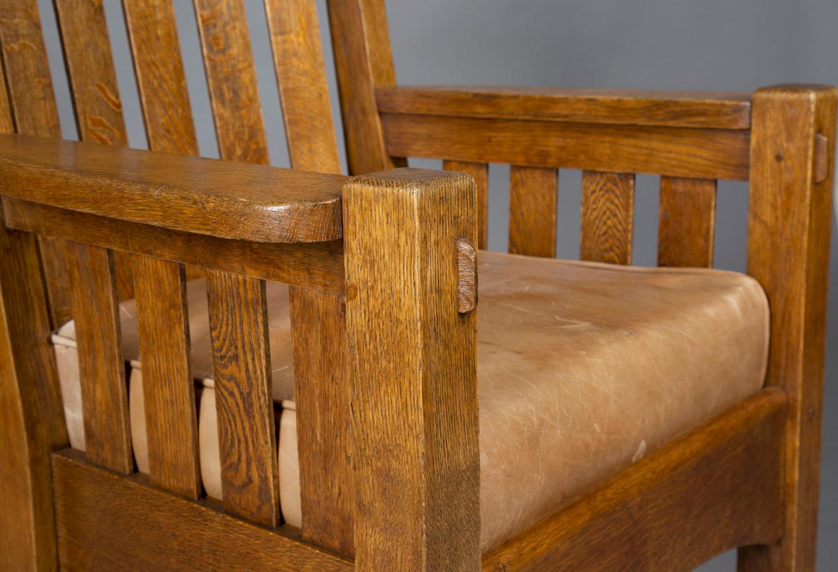 Gustav Stickley Arts and Crafts Oak Armchair by Harden American Mission ...