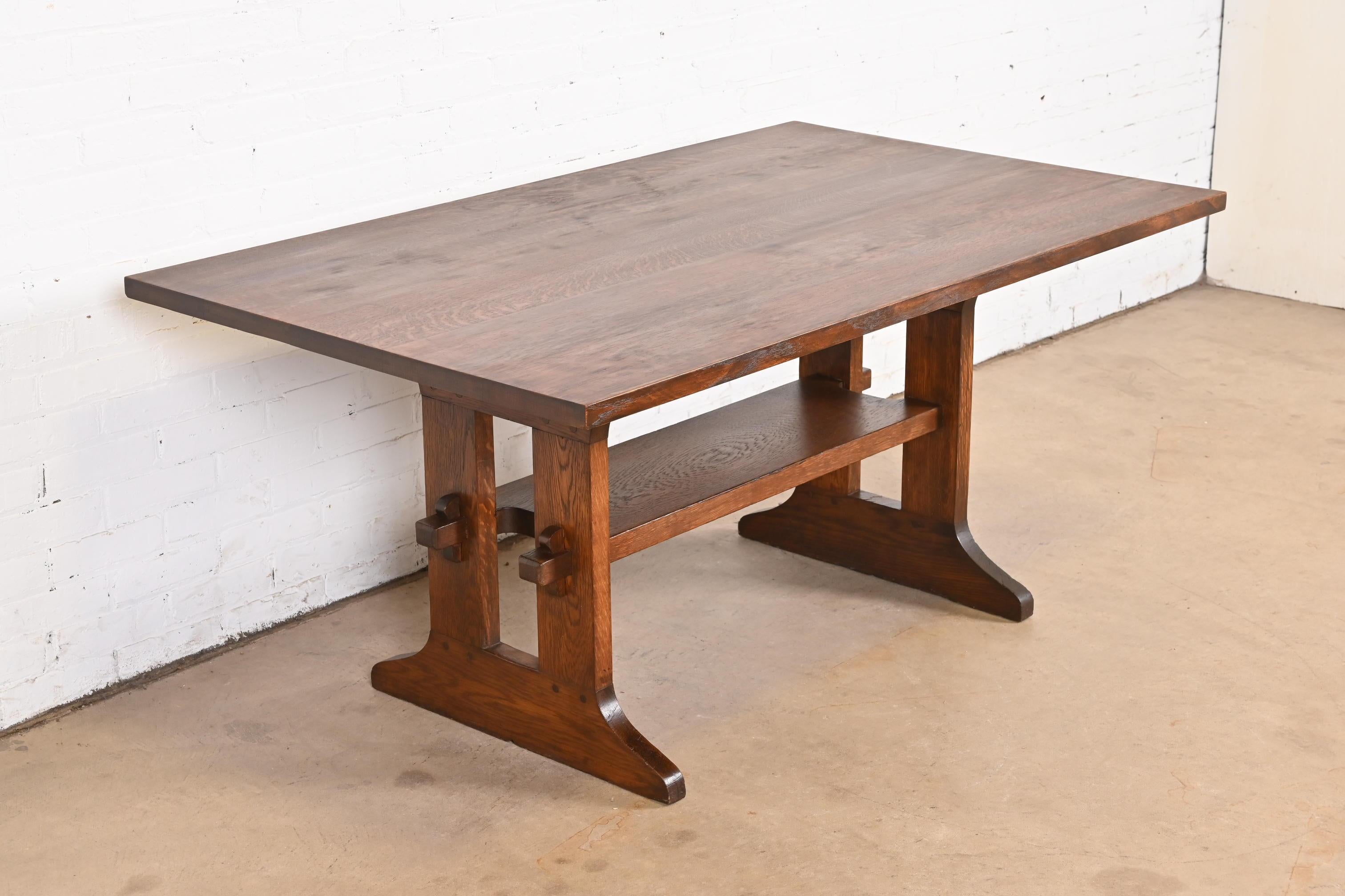 Gustav Stickley Mission Oak Arts and Crafts Trestle Dining Table or Library Table For Sale at ...
