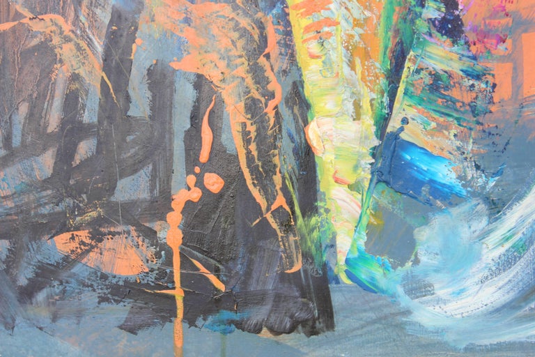 Gustave Alhadeff - Navy, Orange, and Yellow Tribal Abstract Painting at ...