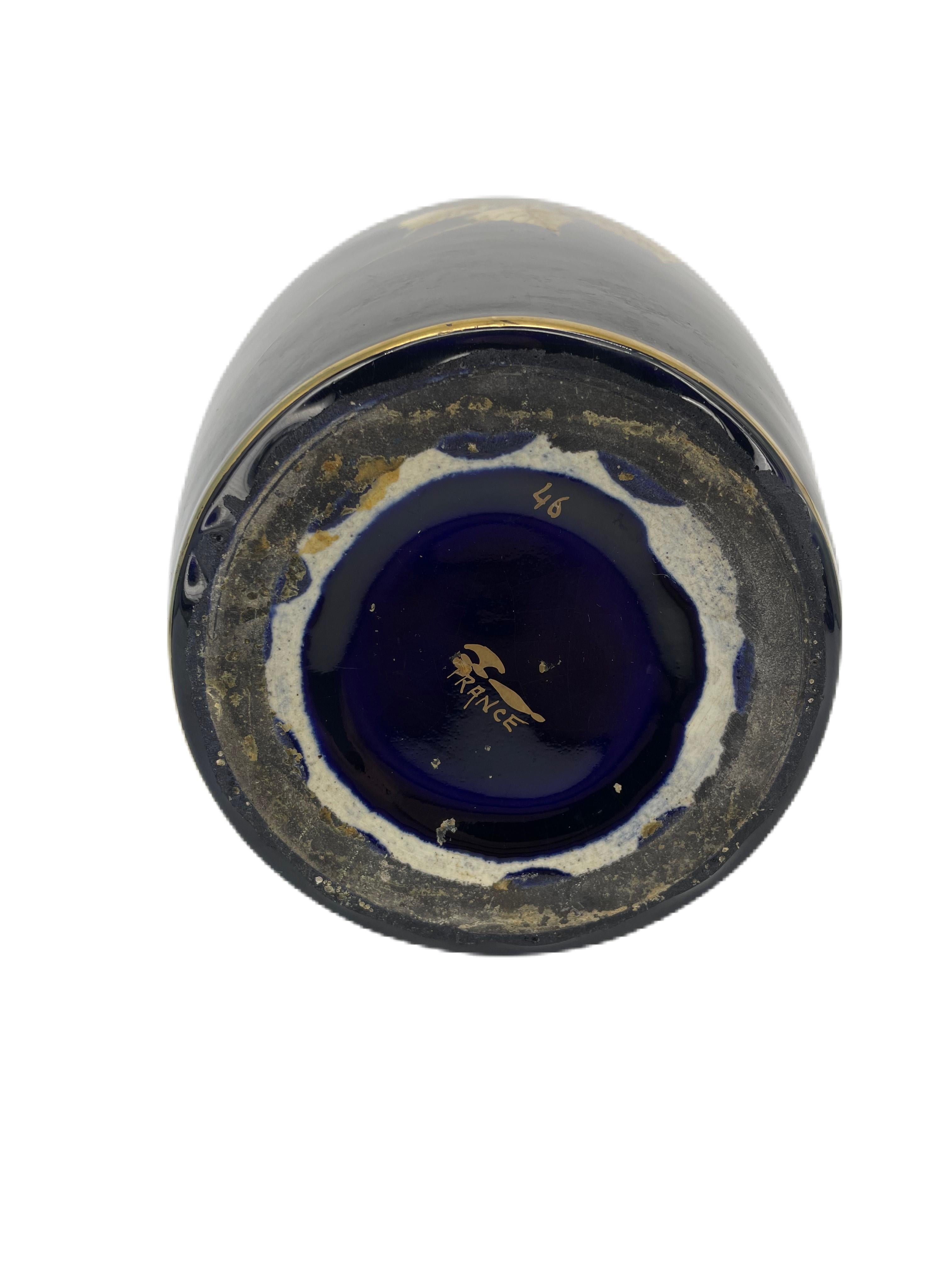Gustave Asch Large Vase Ceramic Blue Tours, 1900 For Sale at 1stDibs