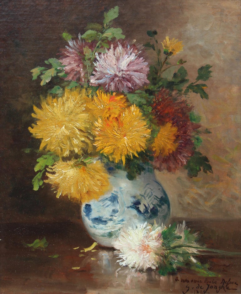 Gustave Léonhard de Jonghe - Bouquet de Dahlias, 1890 For Sale at 1stDibs