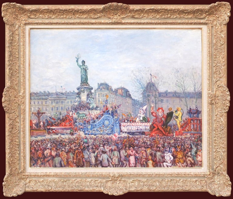 Gustave Madelain - Carnival Day Place de la Republique in Paris For Sale at 1stDibs