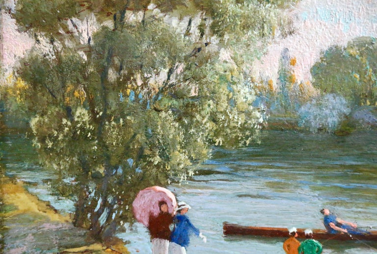 Gustave Poetzsch - Boating Party on the River - 19th Century Figures in ...