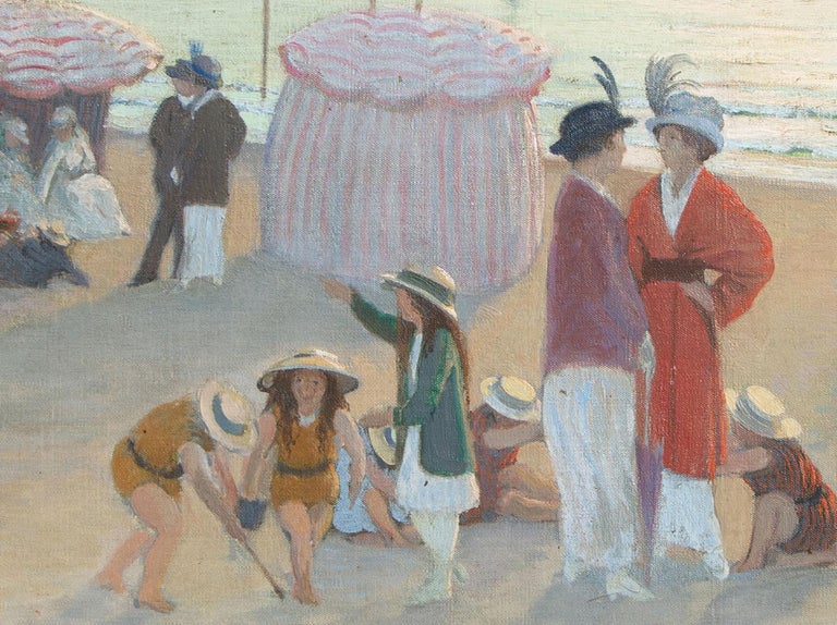 Gustave Poetzsch - "Deauville, la plage" Oil painting by Gustave ...