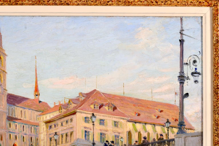 Gustave Poetzsch - Zurich - 1908 - Post Impressionist Oil, Figures in ...