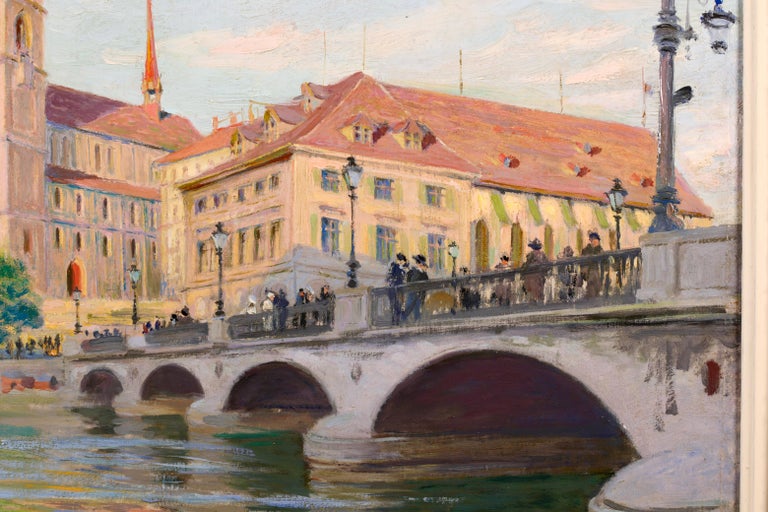 Gustave Poetzsch - Zurich - 1908 - Post Impressionist Oil, Figures in ...