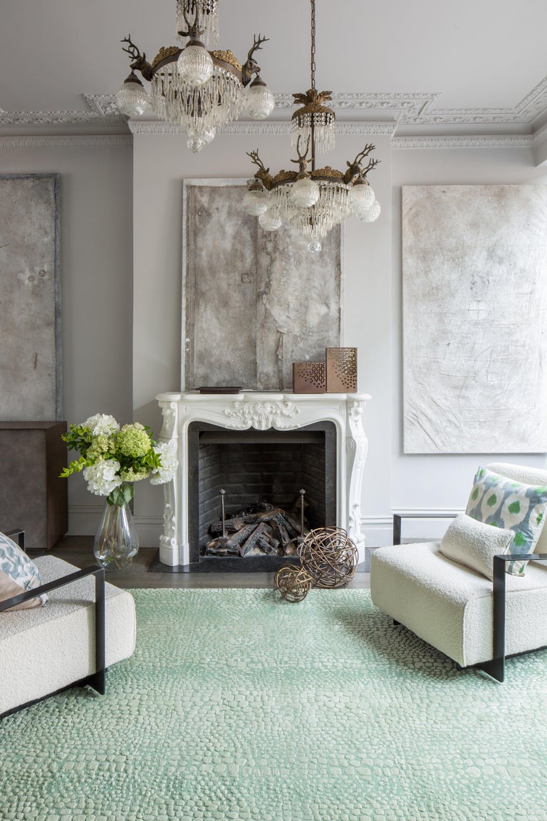 Hand-Knotted Jade Rug in Gustave Design with Luxurious Raised Pile For ...