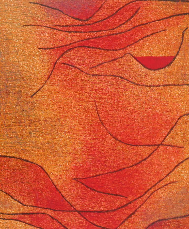 Gustave Singier - Abstract composition in Orange - Original lithograph ...