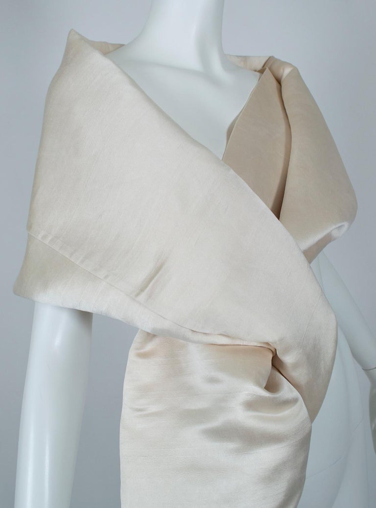 Gustave Tassell Ivory Duchess Satin Wrap Shawl - Original Tags, 1960s ...