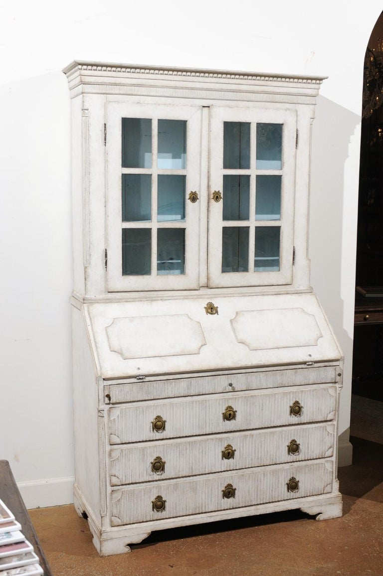 Gustavianischer Sekretär mit Glastüren:: 18. Jahrhundert ...