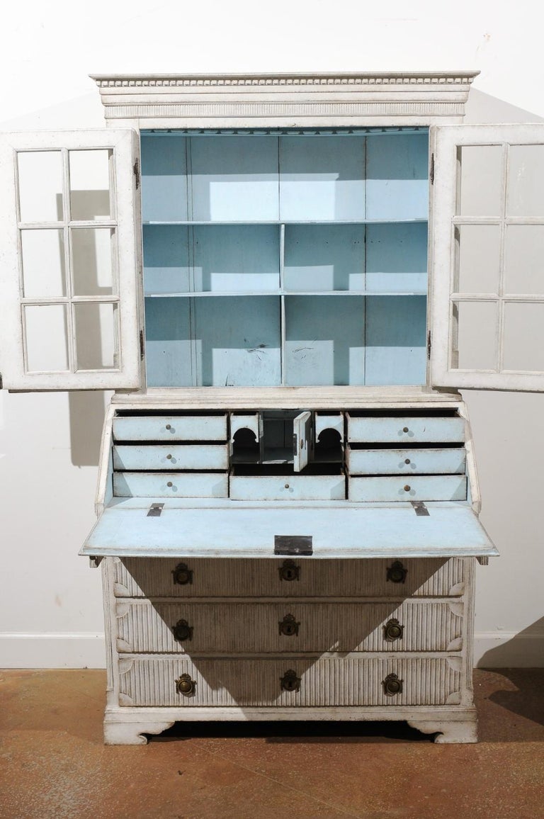 Gustavianischer Sekretär mit Glastüren:: 18. Jahrhundert ...