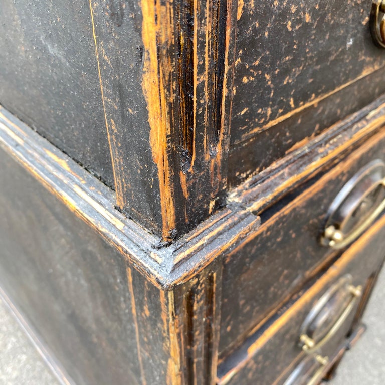 Gustavian Black Painted Executive Desk Green with Leather Top For Sale ...