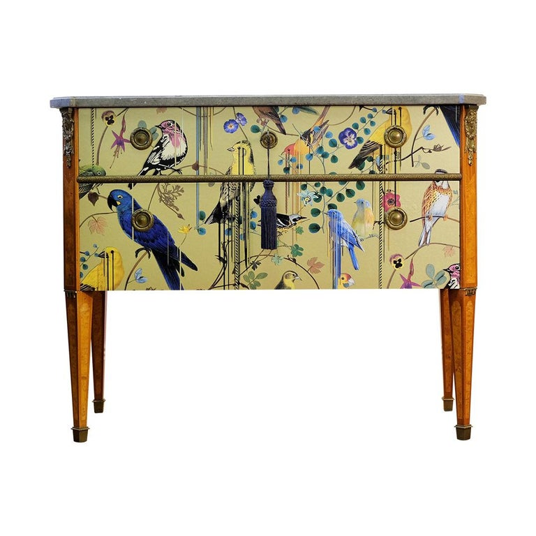 Gustavian Commode with Christian Lacroix Gold Design For Sale at 1stDibs