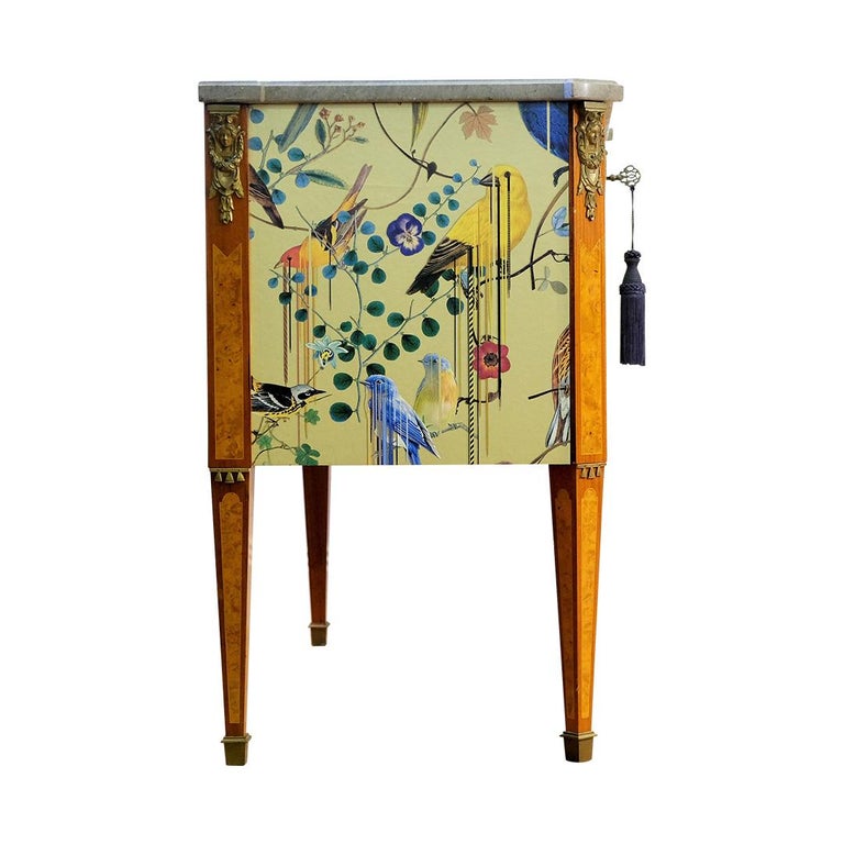 Gustavian Commode with Christian Lacroix Gold Design For Sale at 1stDibs