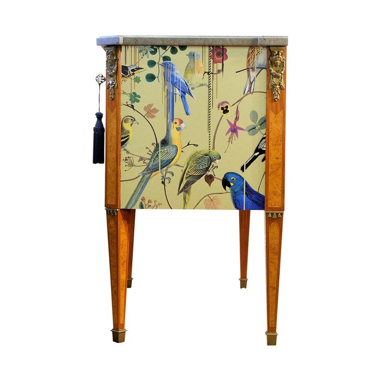Gustavian Commode with Christian Lacroix Gold Design For Sale at 1stDibs