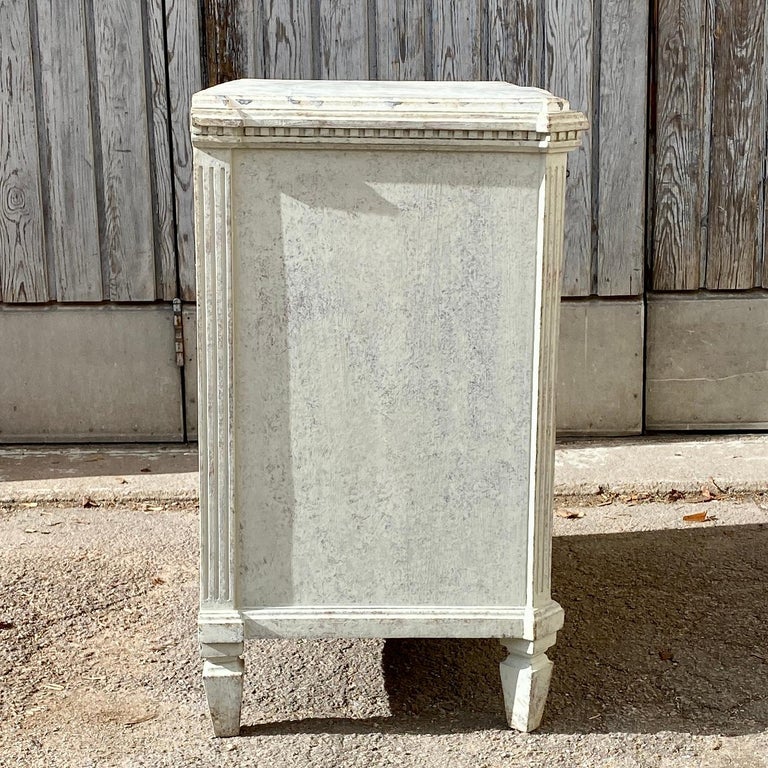 Gustavian Grey Painted 3 Drawer Dresser with Faux Marble Top, Sweden ...