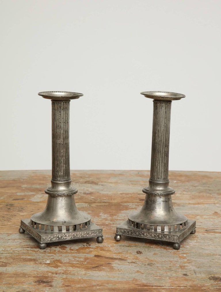 Gustavian Pewter Candlesticks, Pair, Swedish, circa 1800 at 1stDibs