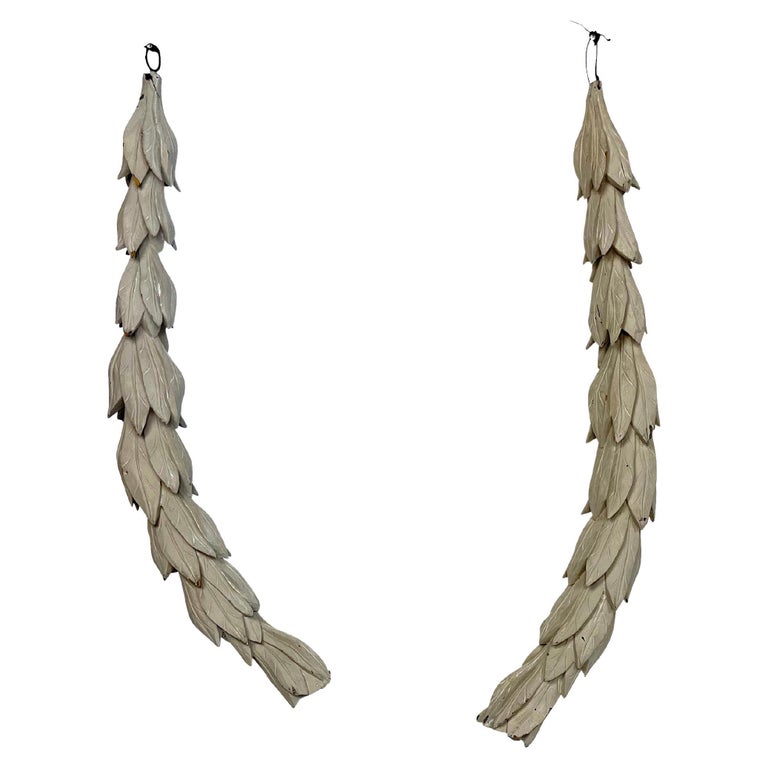 Gustavian Style Carved White Painted Laurel Swags at 1stDibs
