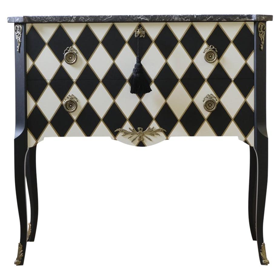 Pair of Gustavian Style Commodes in Black with Brass Details For Sale ...