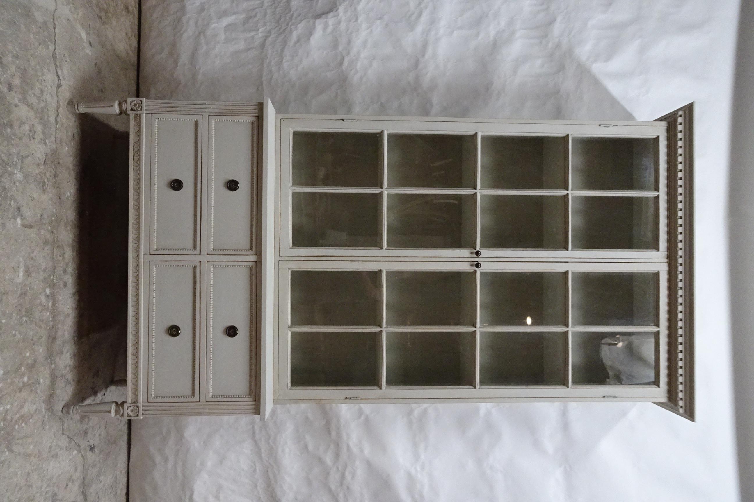 Gustavian Style Glass Top Cabinet For Sale at 1stDibs