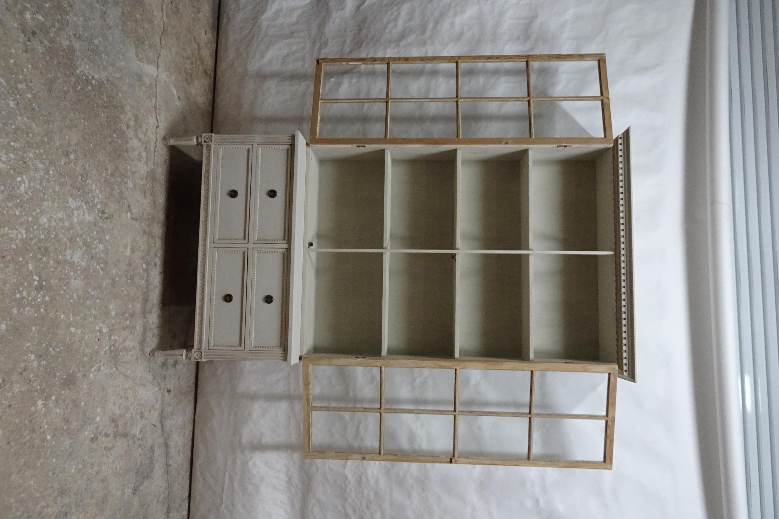 Gustavian Style Glass Top Cabinet For Sale at 1stDibs