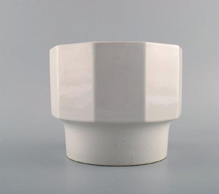 Gustavsberg, Sweden, Three Flower Pot Covers in White Glazed Stoneware ...