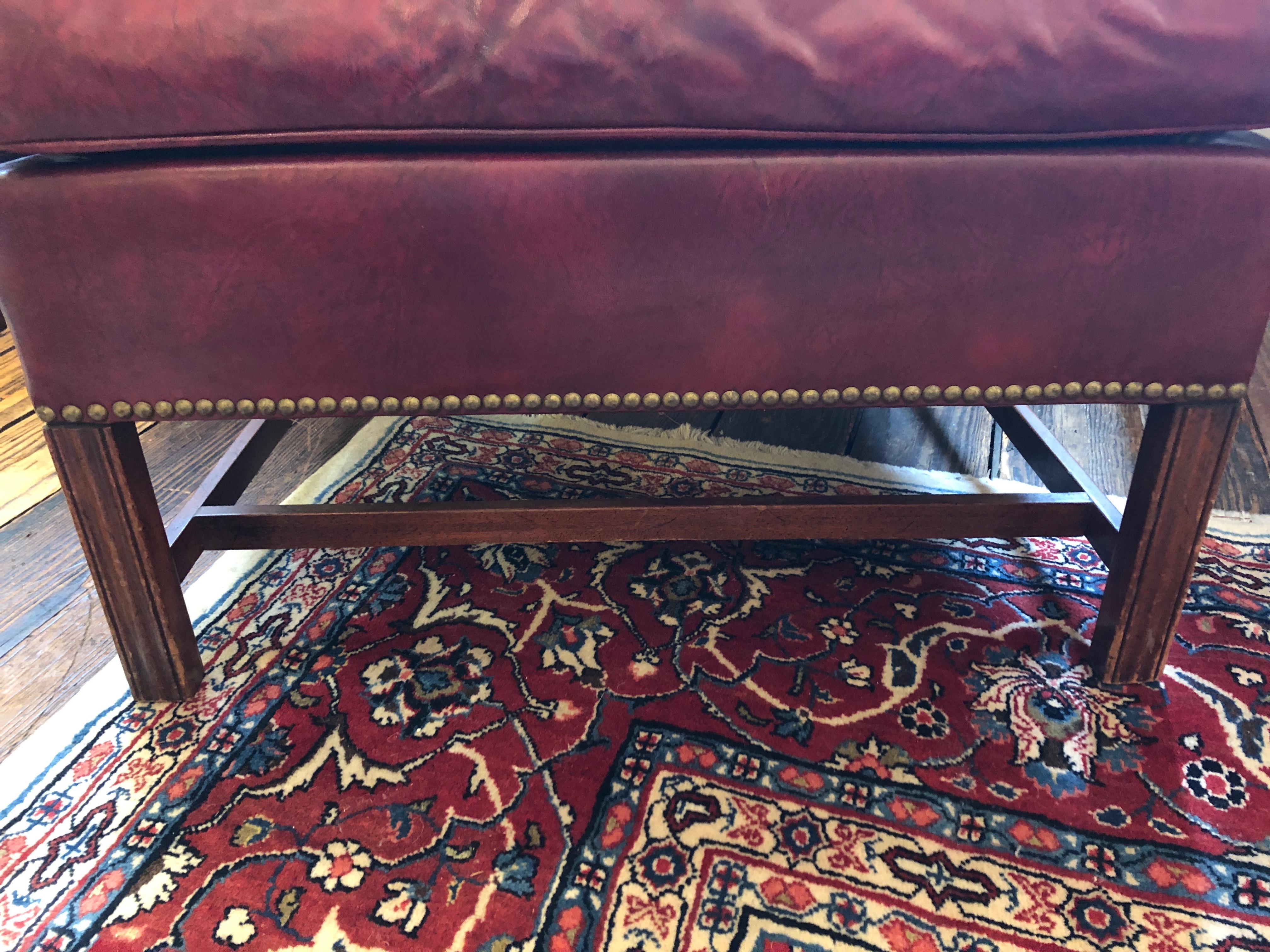 Gutsy Vintage Maroon Leather Wing Chair at 1stDibs | maroon wingback ...