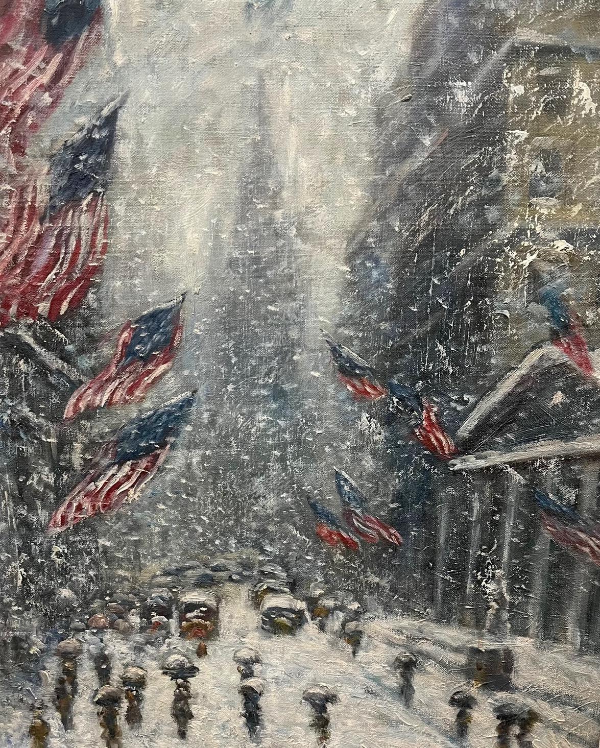 Guy C. Wiggins, NA - Winter on Wall Street, New York For Sale at 1stDibs
