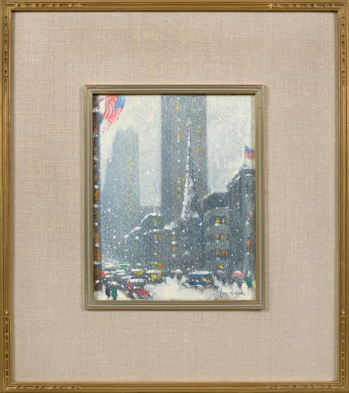 Guy Carleton Wiggins - Manhattan Snow Scene For Sale at 1stDibs