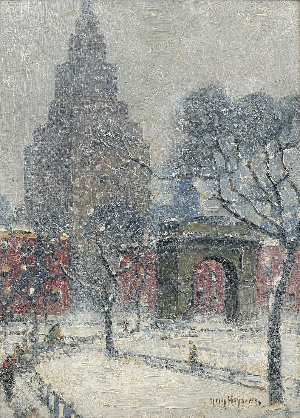 Guy Carleton Wiggins - Winter, Washington Square Park For Sale at 1stDibs