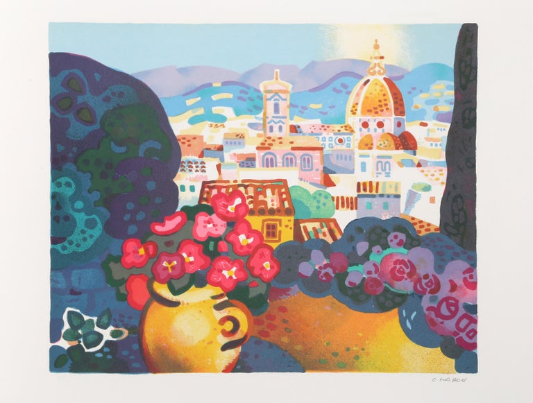 Guy Charon - View of Florence, Lithograph by Guy Charon at 1stDibs