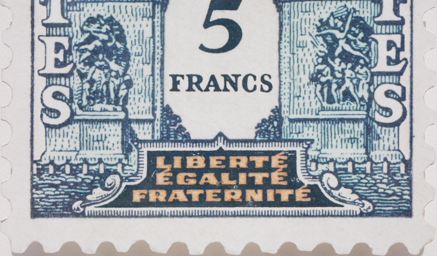 Guy Gee - Contemporary Minimalist French 5 Francs Postage Stamp Print ...