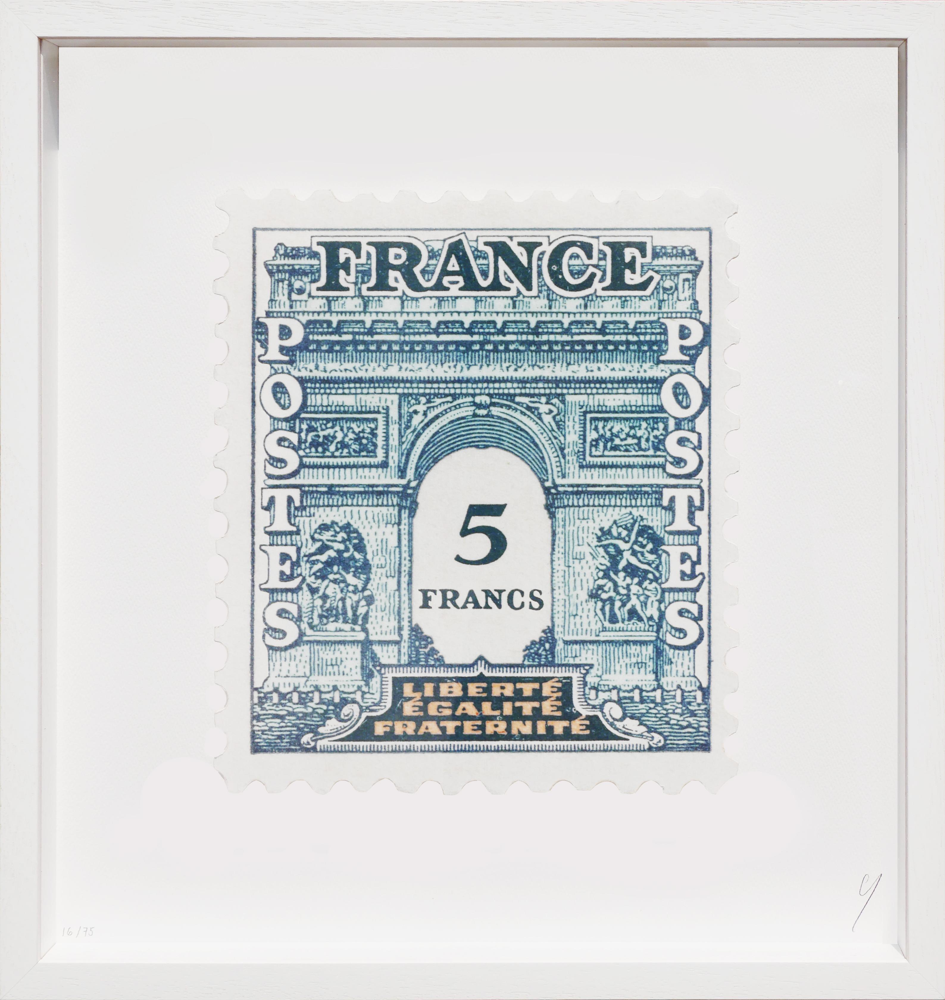 Guy Gee - Contemporary Minimalist French 5 Francs Postage Stamp Print ...