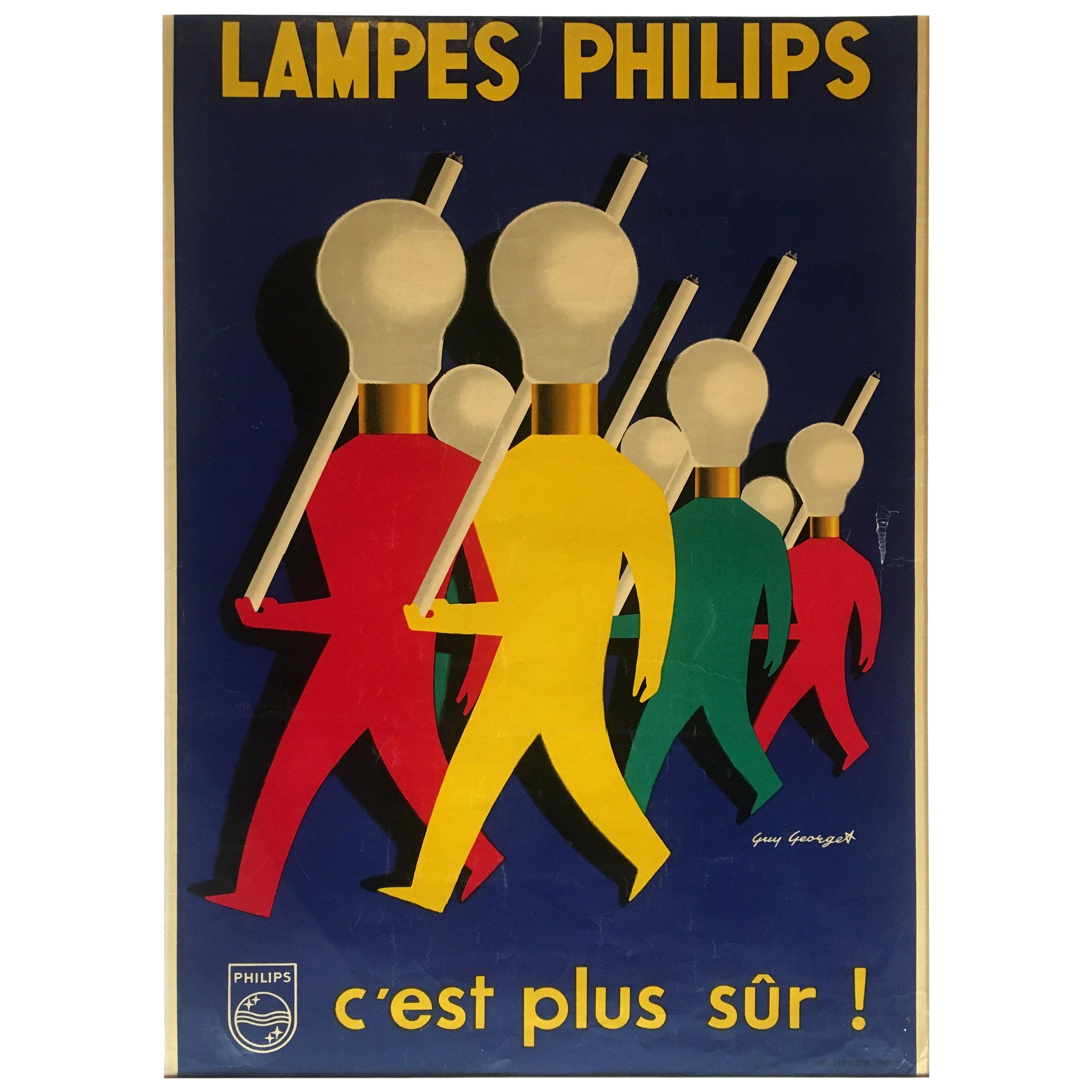 Guy Georget Original Philips Lamps Product Publicity Poster, circa 1950 ...