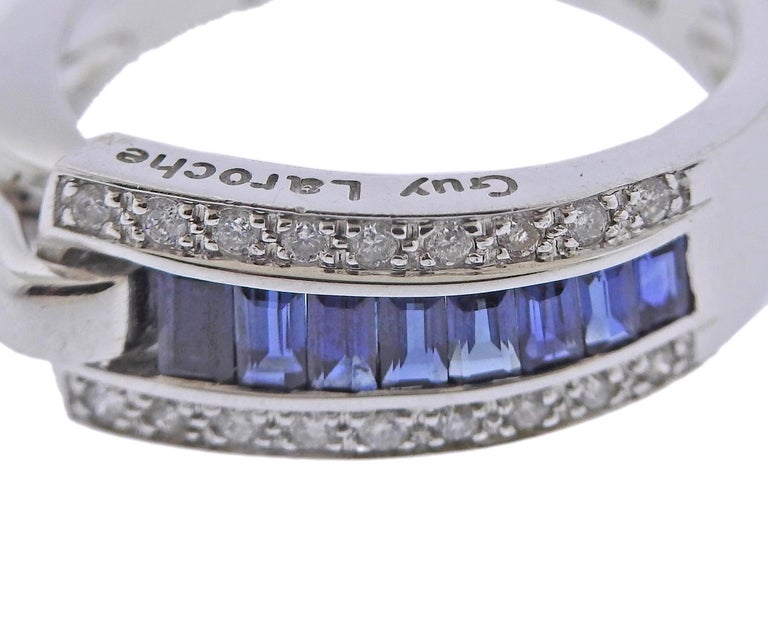Guy Laroche 18k Gold Diamond Sapphire Ring For Sale at 1stDibs