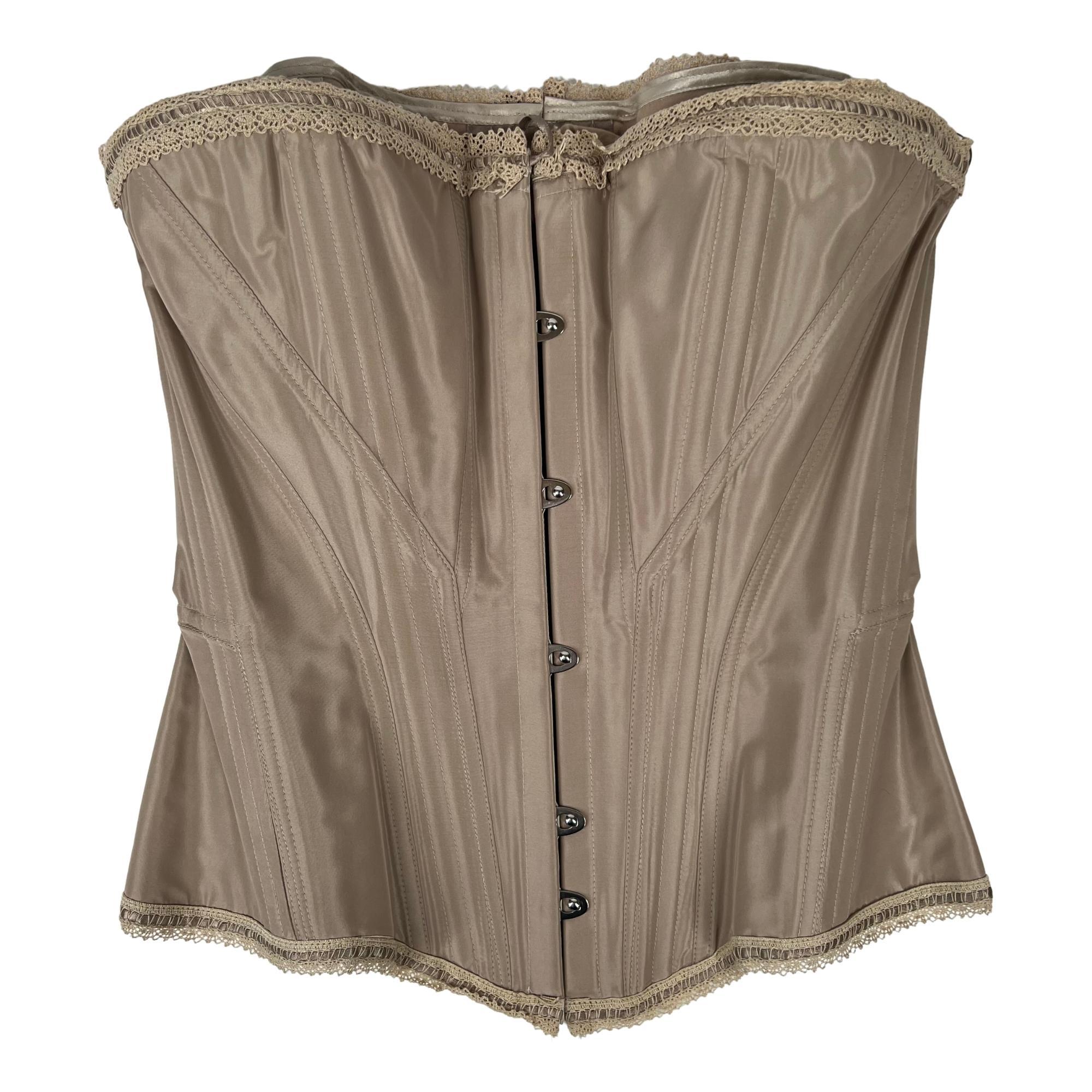 Guy Laroche Lace Up Taupe Silk Corset Top (FR40) For Sale at 1stDibs ...
