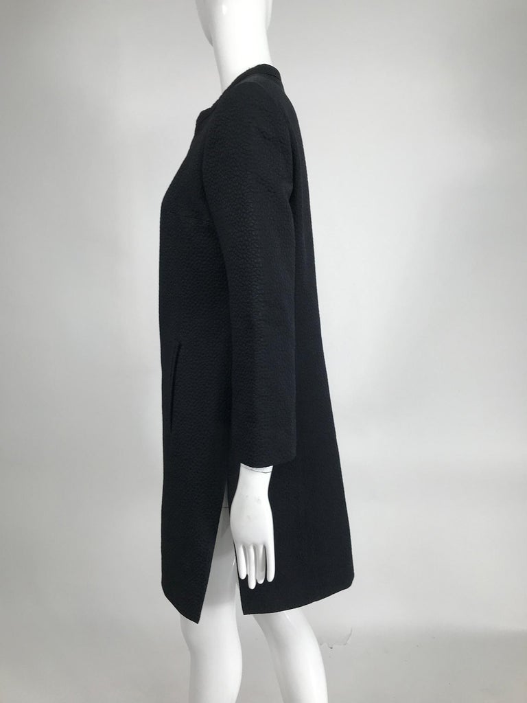 Guy Laroche Paris Collection Black Cloque Coat with Hooks at Front For ...